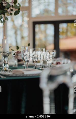 A vertical shot of an arranged table for an event Stock Photo - Alamy