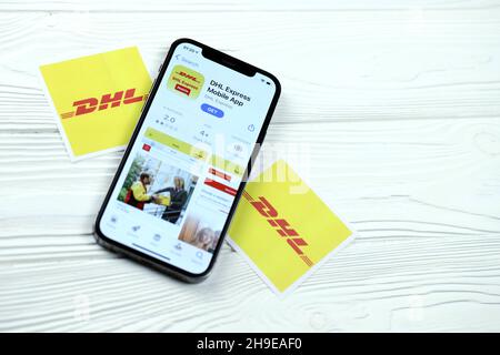 KHARKOV, UKRAINE - MARCH 5, 2021: DHL icon and application from App ...