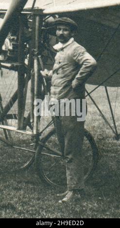 Albert Guyot in the cockpit of the Blériot XI airplane at the ...