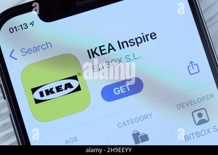 KHARKOV, UKRAINE - MARCH 5, 2021: Ikea icon and application from App ...