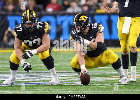 Iowa offensive lineman Connor Colby runs a drill at the NFL football ...