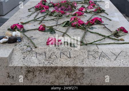 Grave of American-born surrealist artist Man Ray and his wife dancer ...