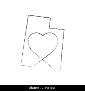 Utah map outline concept sketch. Isolated vector graphics hand drawn ...