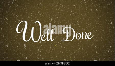Vector image of well done text with confetti and balloons against blue ...