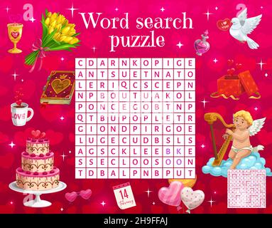Vector wedding crossword puzzle for kids. Simple marriage ceremony quiz ...