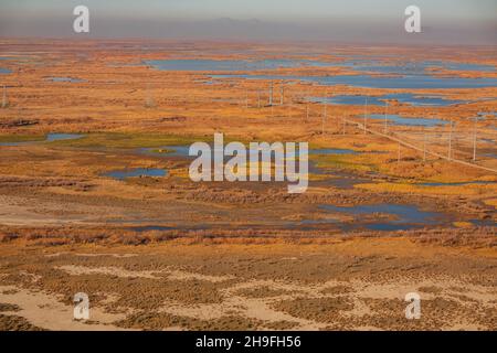 Aerial view of the West Crystal Unit Farmington Bay near airport at ...