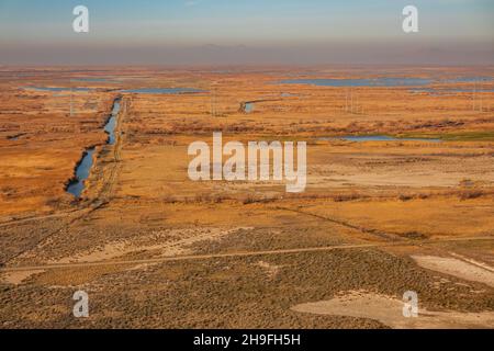 Aerial view of the West Crystal Unit Farmington Bay near airport at ...