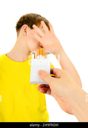 Kid refuse Cigarettes Isolated on the White Background Stock Photo - Alamy