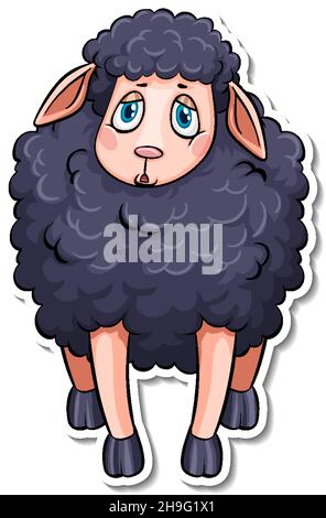 Cute sad baby sheep in cartoon style. Vector illustration Stock Vector ...