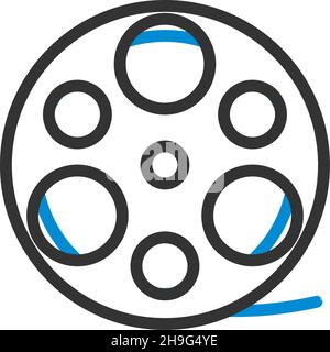 Film Reel Icon. Editable Bold Outline With Color Fill Design. Vector ...