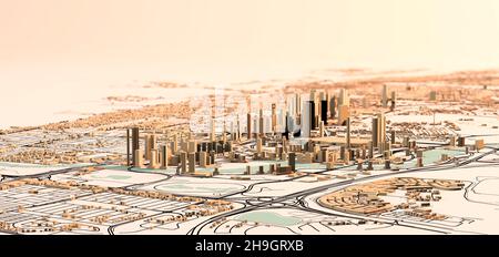 Dubai map, satellite view, section 3d, United Arab Emirates Stock Photo ...