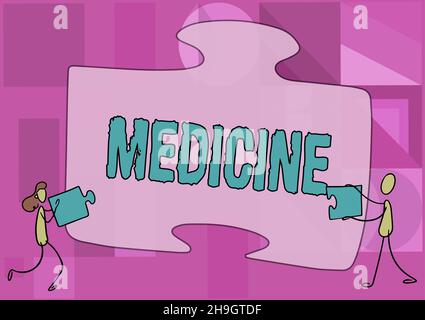 Text sign showing Medicine, Word for A substance or preparation used in ...