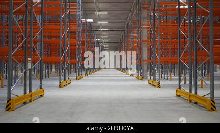 logistics warehouse with empty high racks Stock Photo - Alamy