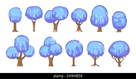 Set of fabulous sweet trees. For landscapes with blue caramel, ice ...