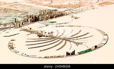 Dubai map, satellite view, section 3d, United Arab Emirates Stock Photo ...