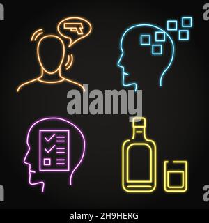 Neon obsessive-compulsive disorder icon in line style. OCD symbol ...