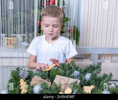 Milk for Santa concept. Milk glass, gingerbread man, empty white note ...