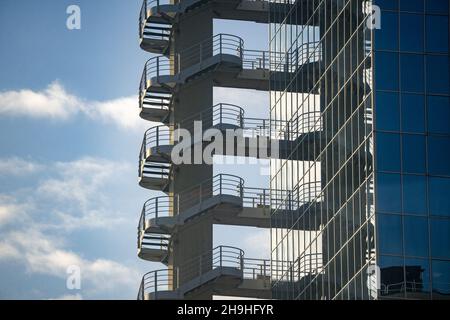 old gas tank silo metal building detail Stock Photo - Alamy