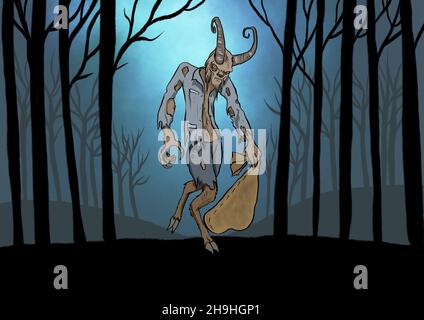 The Goat Man illustration cryptid monster Stock Photo - Alamy