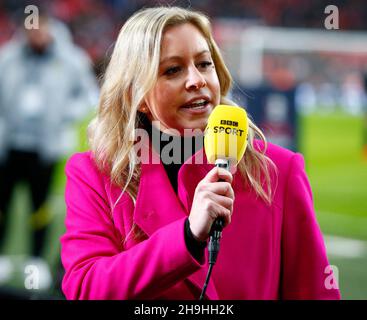 LONDON, England - DECEMBER 05: Jo Currie BBC reporter during Vitality ...