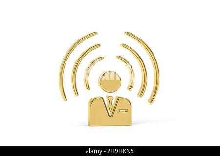 Golden 3d influencer icon isolated on white background - 3d render ...
