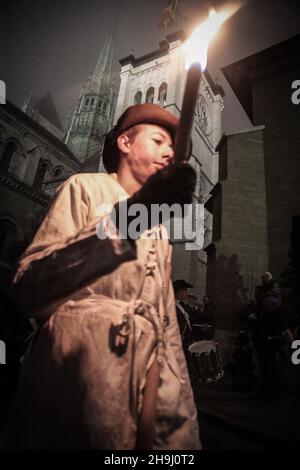 Scenes from the 2013 Escalade procession in Geneva, Switzerland. The ...