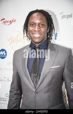 Hugh Maynard arriving at The Whatsonstage Theatre awards held at Cafe ...