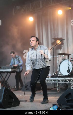 Samuel Herring, of Future Islands, performs on Tuesday, Oct. 12, 2021 ...