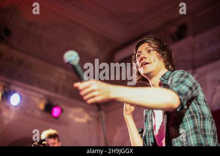 Victor, singer in the band Moses, performing at Bush Hall in support of ...