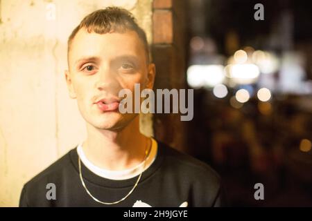 Jacob Allen (aka Puma Blue) poses for photos back stage before ...