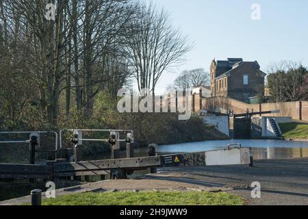The Hanwell lock flight (a series of locks) on the Grand Union Canal in ...