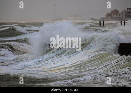 Photos show stormy scenes at Brighton beach as powerful winds battered ...