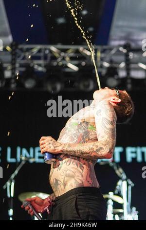 Viagra Boys performing at the 2019 End of the Road Festival in Larmer Tree Gardens in Dorset ...