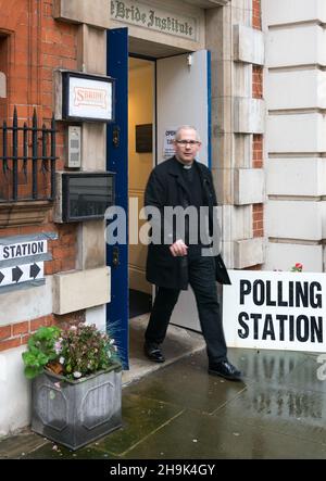Voters leaving the St Bride's polling station in central London. Photo ...