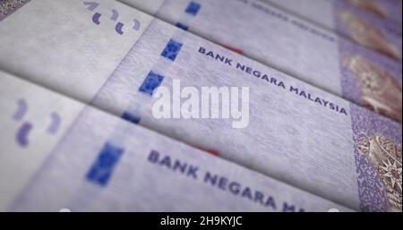 Malaysia Ringgit money printing 3d illustration. MYR banknote print. Concept of finance, cash ...