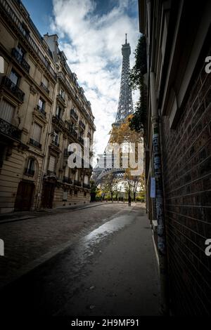 A back alley in Paris showcasing the architecture of the buildings with ...