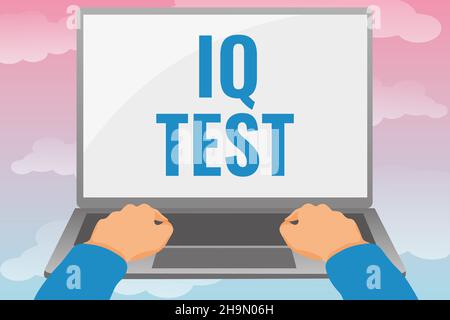 IQ test. Online Intelligence test form on computer laptop screen, blur ...