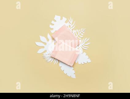 Menstrual pads on yellow background Stock Photo - Alamy