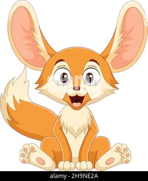 Fox Fenech funny cute cartoon hand drawing, animal character, print ...