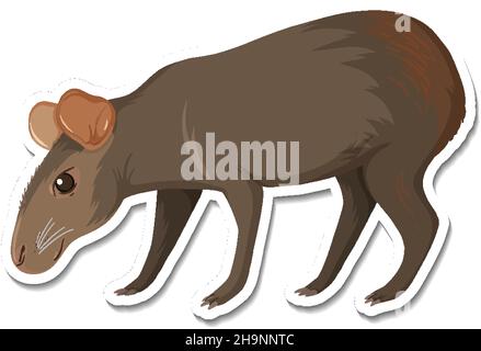 A sticker template of black capybara cartoon character illustration ...