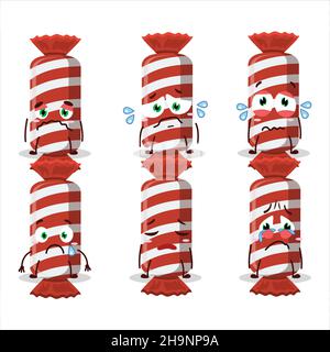 Red long candy package cartoon character with various types of business ...