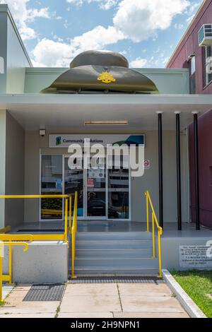 The RSL Memorial Building in Mackay City with a large model of a slouch ...