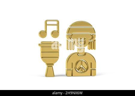 Golden 3d reggae music icon isolated on white background - 3d render Stock Photo - Alamy
