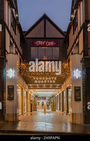 Christmas lights and decorations in the Tunsgate Quarter in Guildford ...
