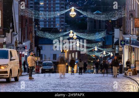 Guildford High Street, Christmas Shoppers, Surrey England UK Stock ...