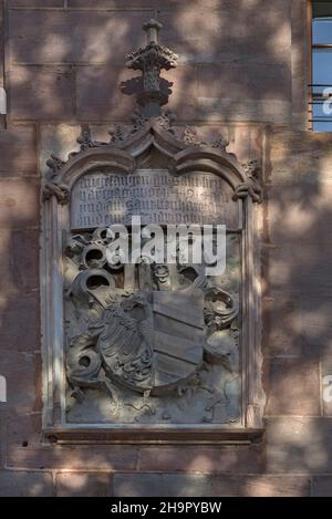 Small Nuremberg city coat of arms and allegorical figures on the ...