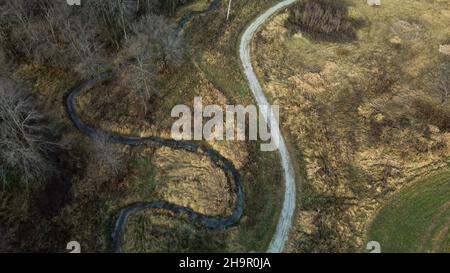 Rural Landscapes with Curved Stream with nature paths Stock Photo - Alamy