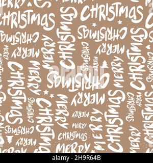 Lovely hand drawn letters "Merry Christmas", creative words, seamless ...