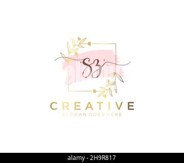 SZ feminine logo. Usable for Nature, Salon, Spa, Cosmetic and Beauty ...
