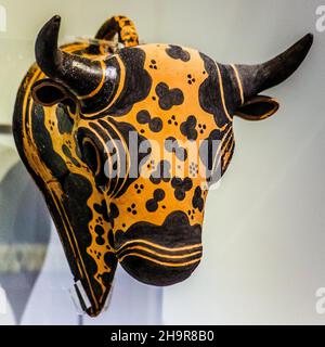 Stone bull's head rhyton (15th century BC), Archaeological Museum with ...